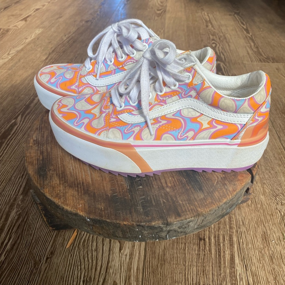 Stacked Platform Vans. Psychedelic Uv Color Change. - Gem